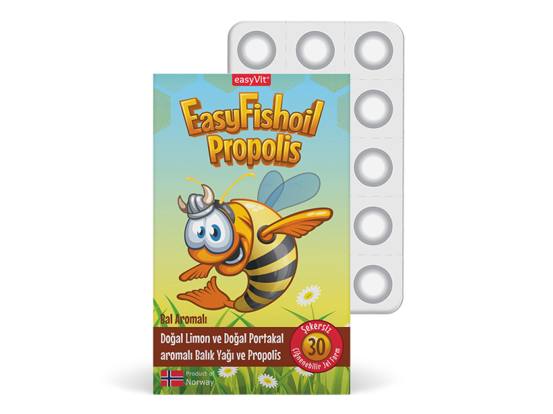 Easy Fish Oil Propolis 30 Çiğnenebilir Jel - Bal Aromalı | Bonaliva