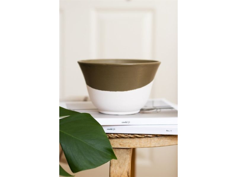 Natural Stone El Yapımı Seramik Kase Haki Yeşil | Bonaliva