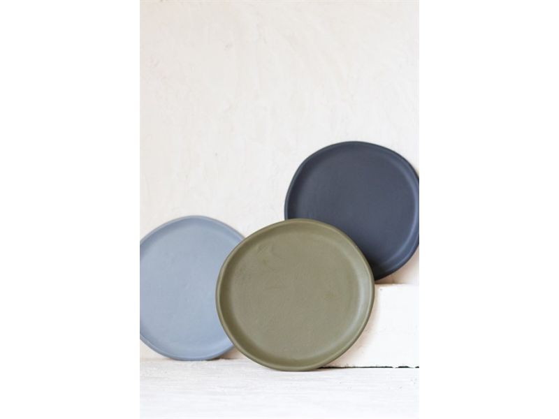 Natural Stone Seramik Tabak Haki Yeşil 23 cm | Bonaliva