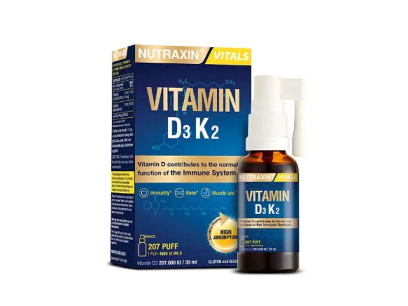 Nutraxin Vitamin D3K2 Takviye Edici Gıda 30 ml | Bonaliva
