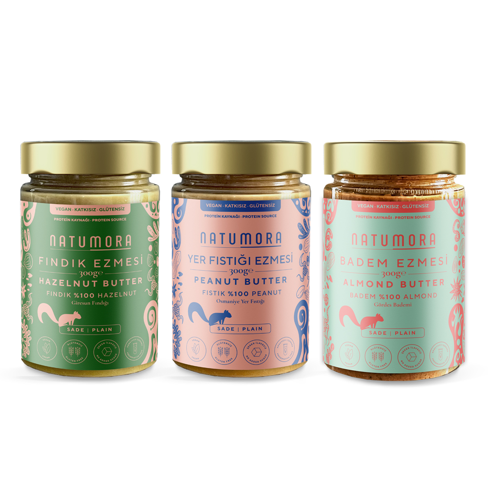 Natumora %100 Yer Fıstığı Ezmesi & Fındık Ezmesi & Badem Ezmesi 300g ...