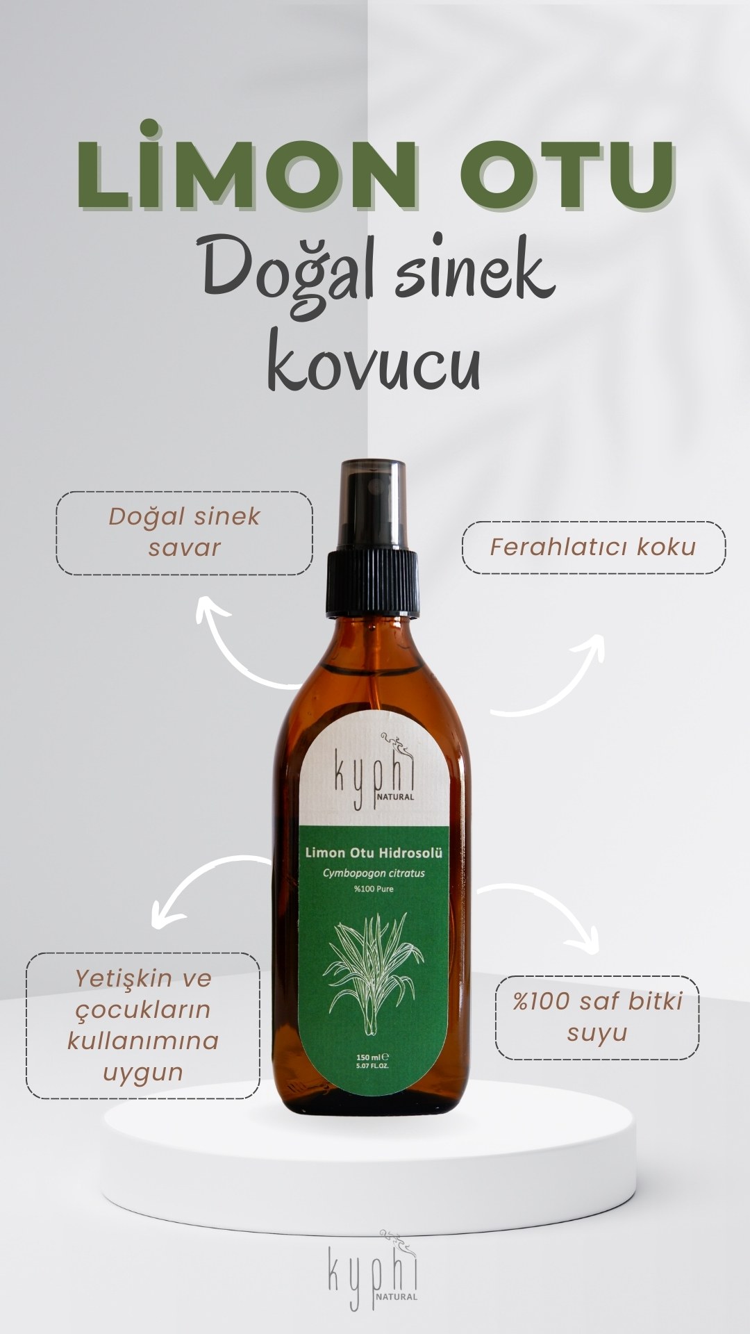 Limon Otu Hidrosolü ( Cymbopogon citratus) %100 Saf Limon Otu Bitki Suyu - Sinek Kovucu | Bonaliva
